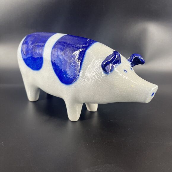 Eldreth | Accents | David Eldreth Pottery Pig Blue Grey Saltglazed Folk ...